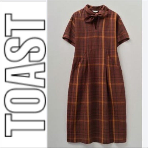 Toast | Dresses | New Toast Tie Neck Firth Check Plaid Shirt Dress 6 ...